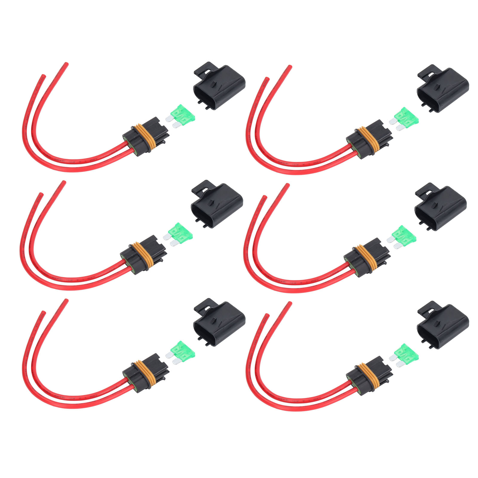 6Pcs Inline Fuse Holder IP66 Waterproof 12AWG 30A Blade Wiring Harness ...