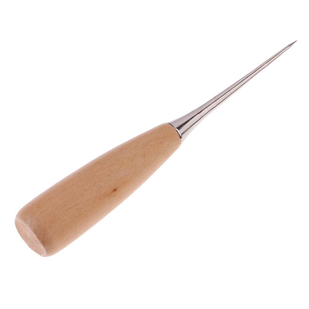 Professional Wood Handle Leather Craft Stitching Awl Sewing DIY Leather ...