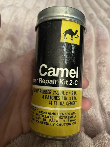Vintage Camel Rubber Repair kit 2-C can glue patches Car Bicycle Patch ...