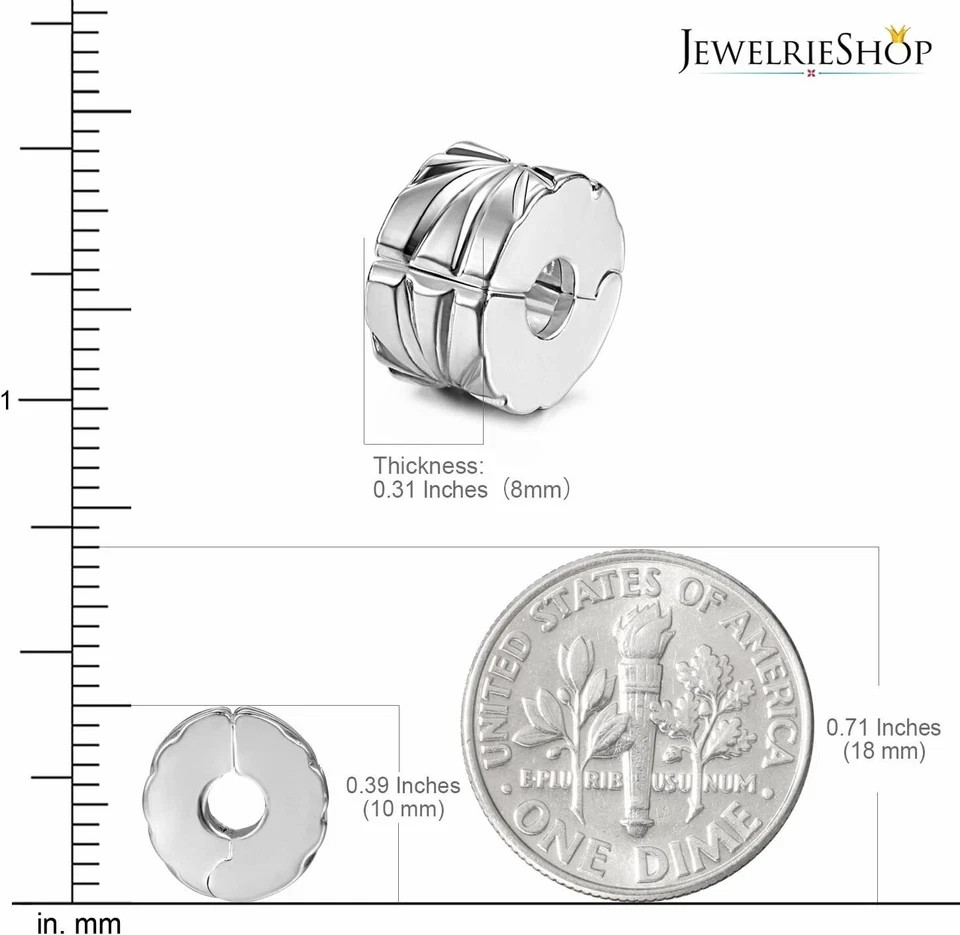 Authentic 2Pc Clip Lock Spacer Stopper Charm Bead Suits Pandora ...