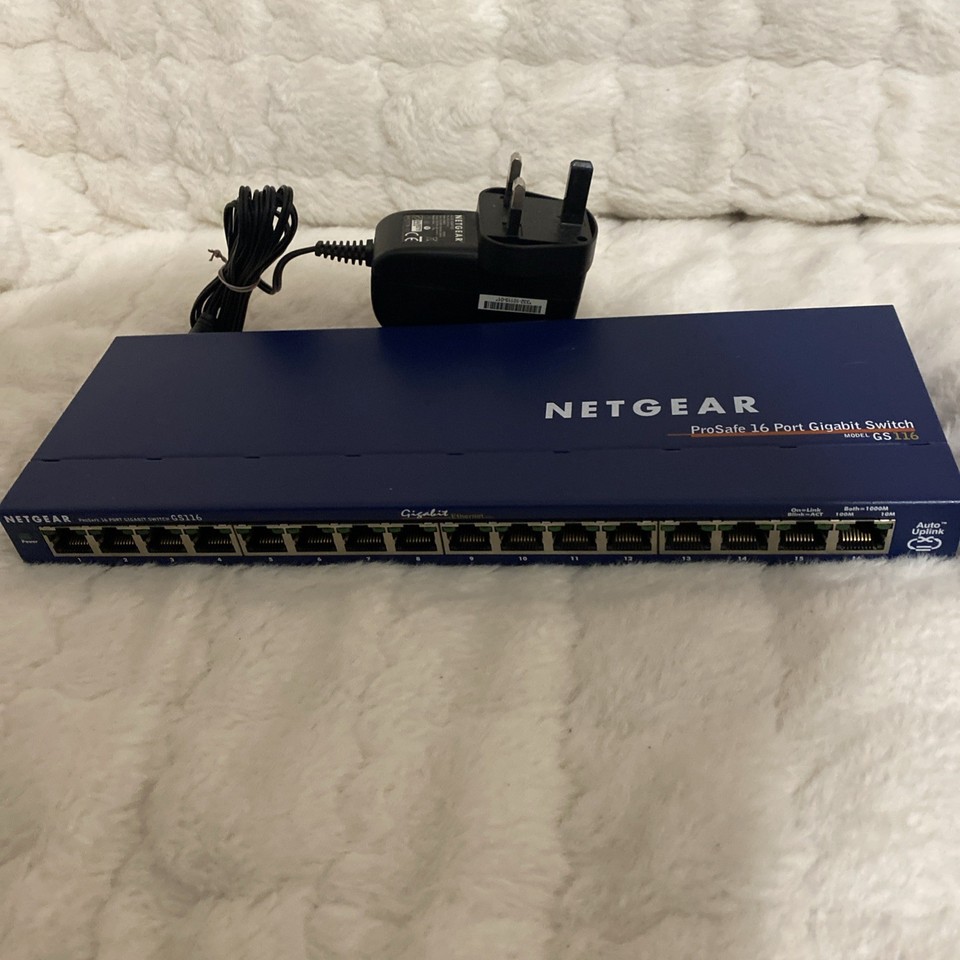 Netgear ProSafe 16-Port Gigabit Switch GS116 v2 Auto Uplink with PSU ...