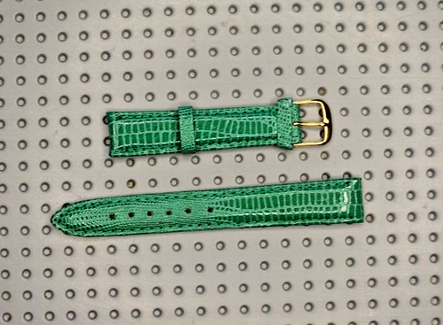 NEUF bracelet montre cuir facon lezard 16mm vert leger boucle dorée | eBay