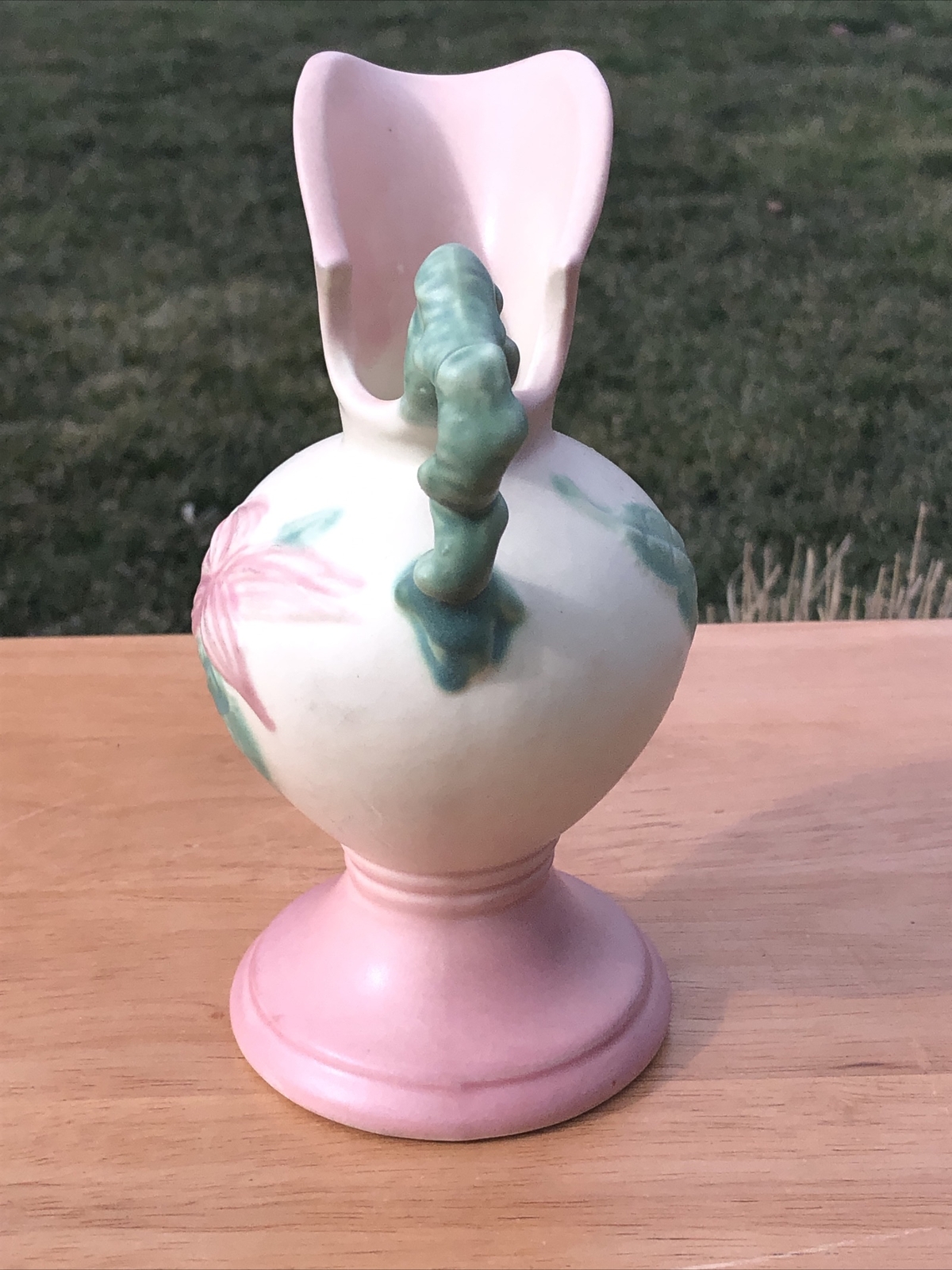 Vintage Hull USA Woodland Pitcher Vase W6 6 1/2 Green, Pink & Yellow ...