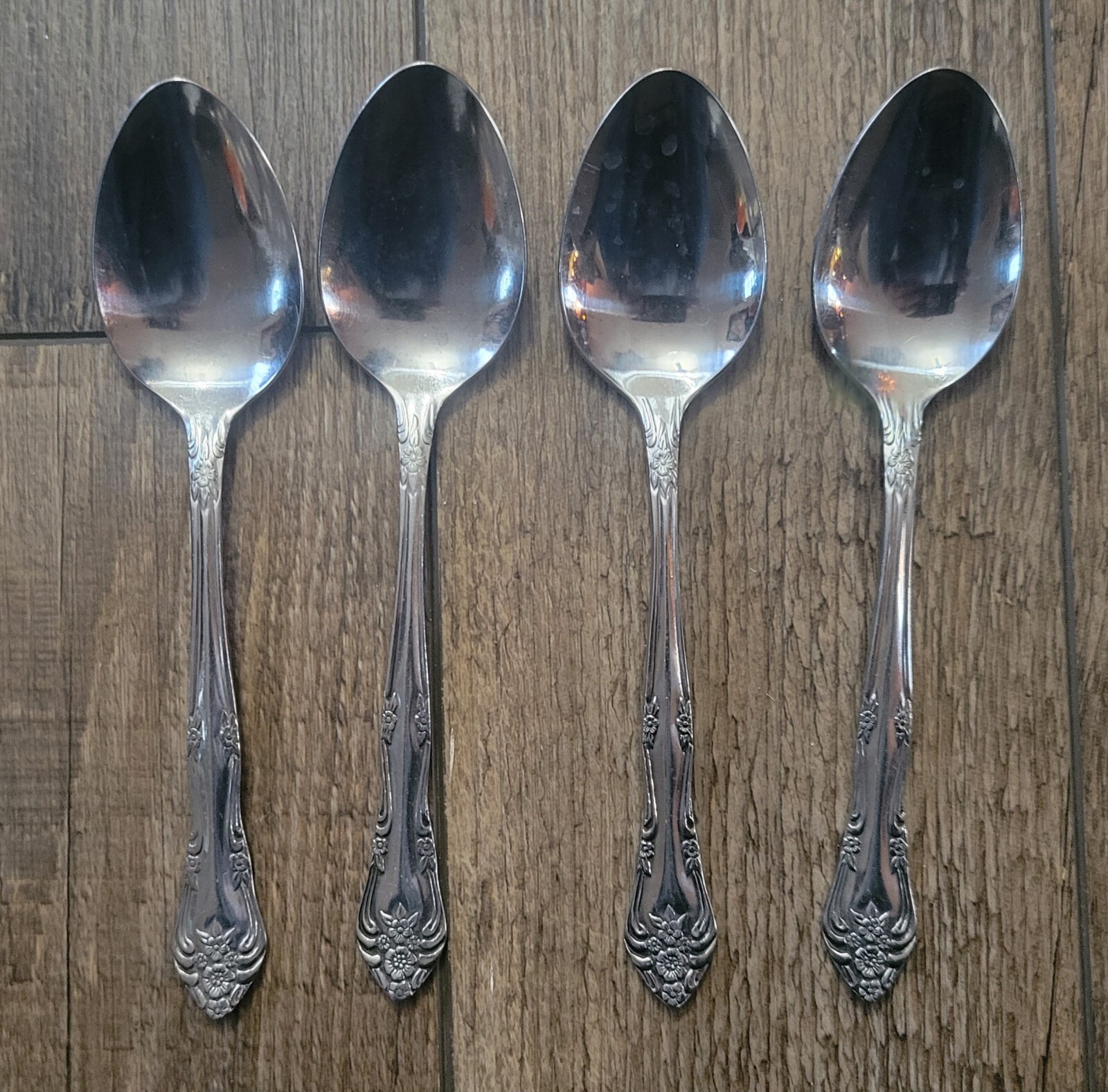 Set Of 4 Rogers Spoons Stainless Korea Precious Rose Silverware ...