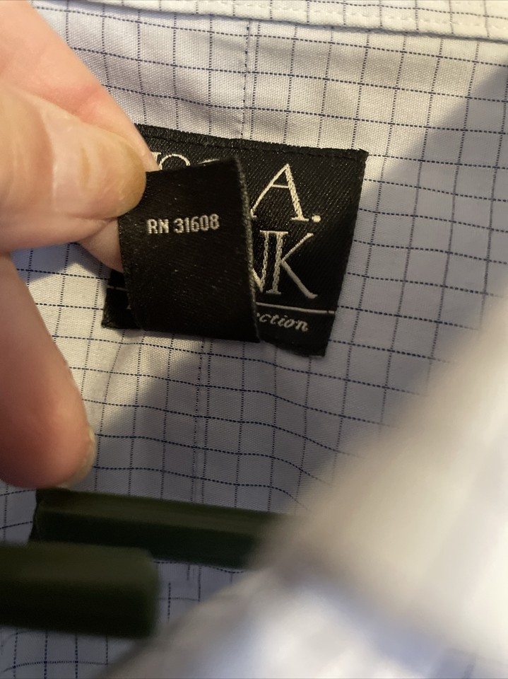 Joseph A Bank Traveler's Collect. Tailored Fit Blue Plaid Shirt Mens ...