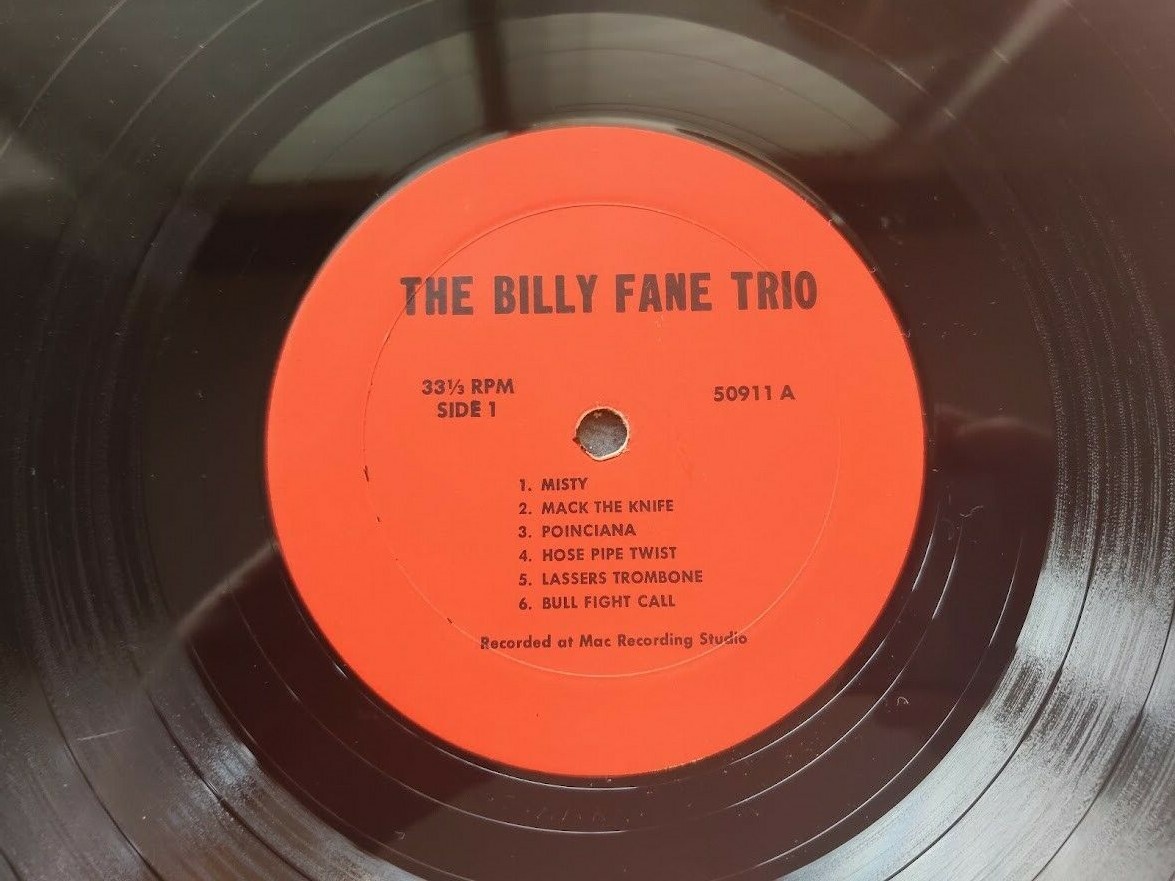 The Billy Fane Trio Self-Titled Vinyl LP Record (Mac Recording Studio ...