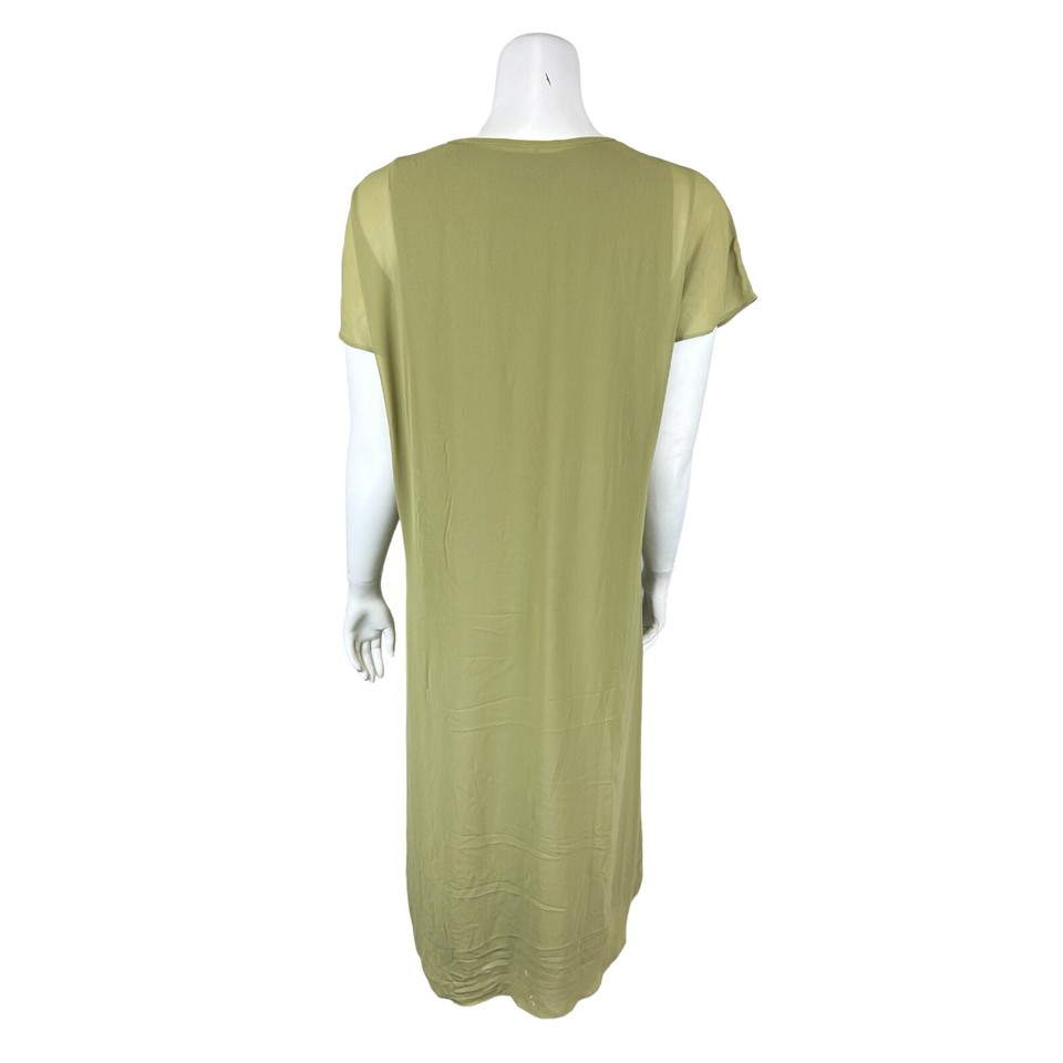 LOGO by Lori Goldstein Rayon 230 Tank Dress w/ Chiffon Overlay Wasabi ...