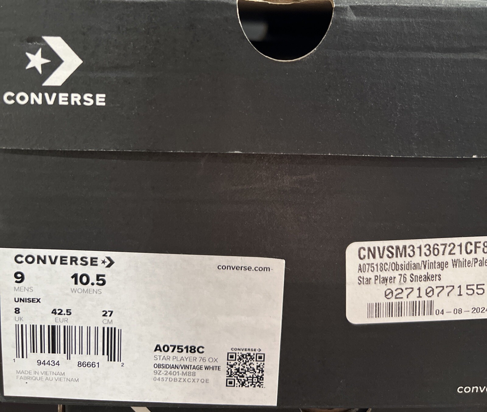 CONVERSE Star Player 76 LOW TOP OBSIDIAN / VINTAGE WHITE (A07518C ...