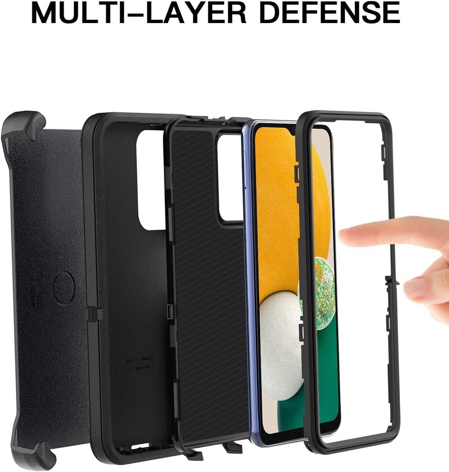 For Samsung Galaxy A15 5G Defender Shockproof Black Rugged Hard Case w ...