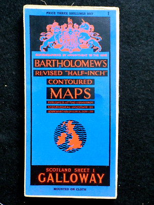 Vintage Bartholomew Map of Galloway (1937) Scotland Sheet 1 - Mounted ...