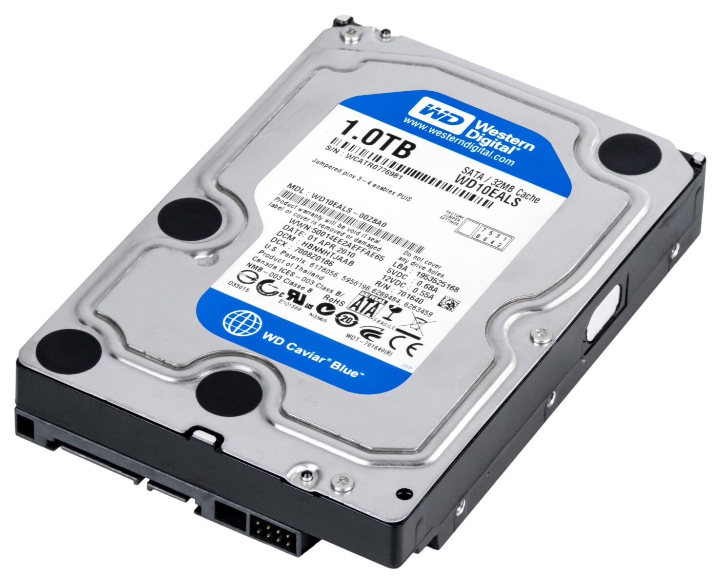 Western Digital Caviar Blue 1000GB Internal 7200RPM 3.5" (WD10EALS) HDD ...