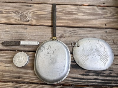 WW1 US Mess Kit Flag Trench Art/Initialed With Knife And Collapsible ...