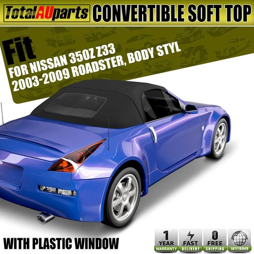 Black Convertible Soft Top & Plastic Window for Nissan 350Z Z33 3.5L ...