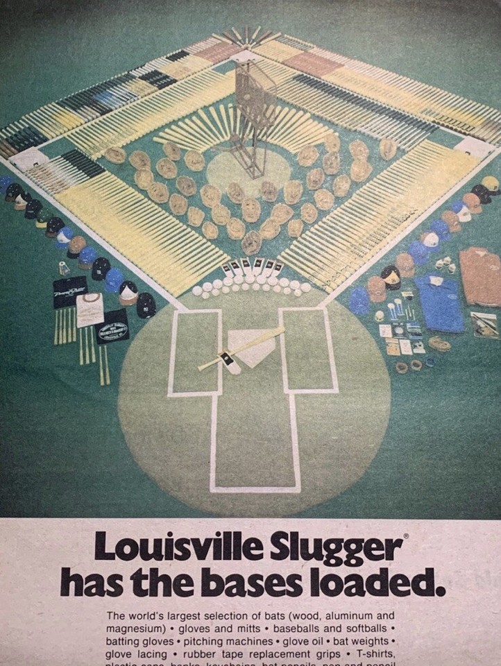 1978 Louisville Slugger Vintage Print Ad Baseball Field of Equipment | eBay