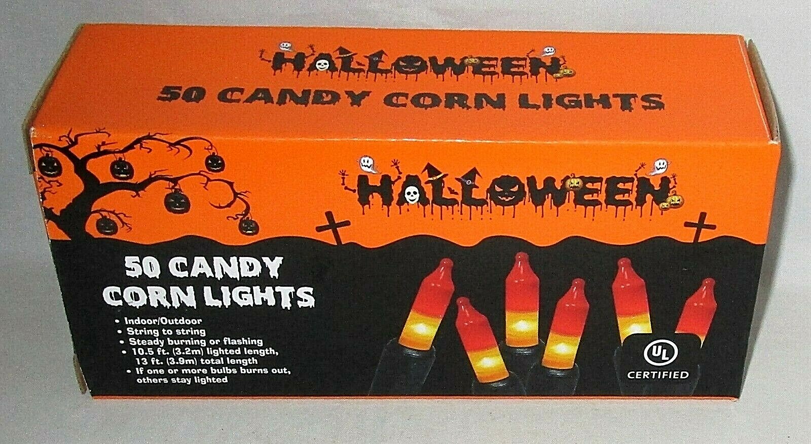 HALLOWEEN 50 CANDY CORN LIGHTS 10.5 Ft Lighted Length /String to String ...