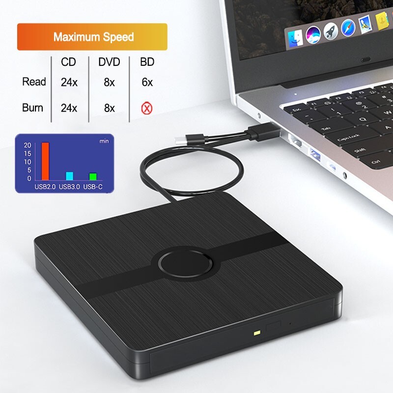External Blu-ray Drive USB 3.0 and Type-C BD Combo Burner 3D Optical ...