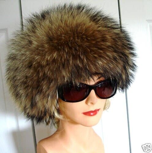 Real Lush Natural Genuine Fur Hat Gold Brown Silver Colors | eBay