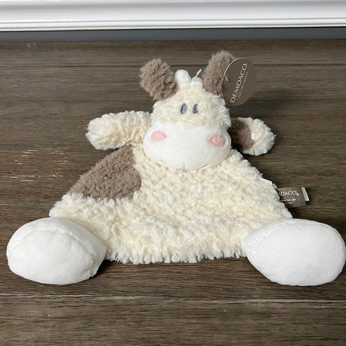 Demdaco White Gray Cow Lovey Security Blanket With Rattle NWT | eBay