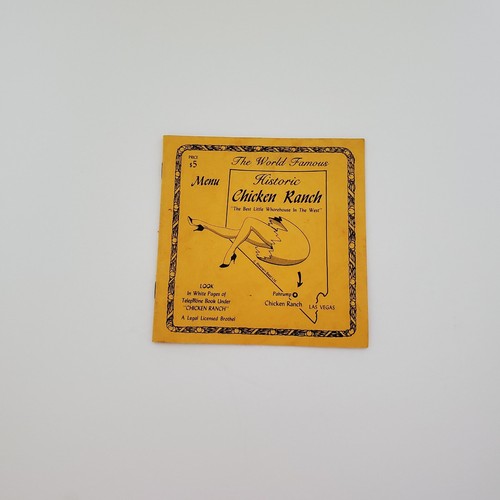 World Famous Historic Chicken Ranch Whore House Brothel Menu Nevada ...