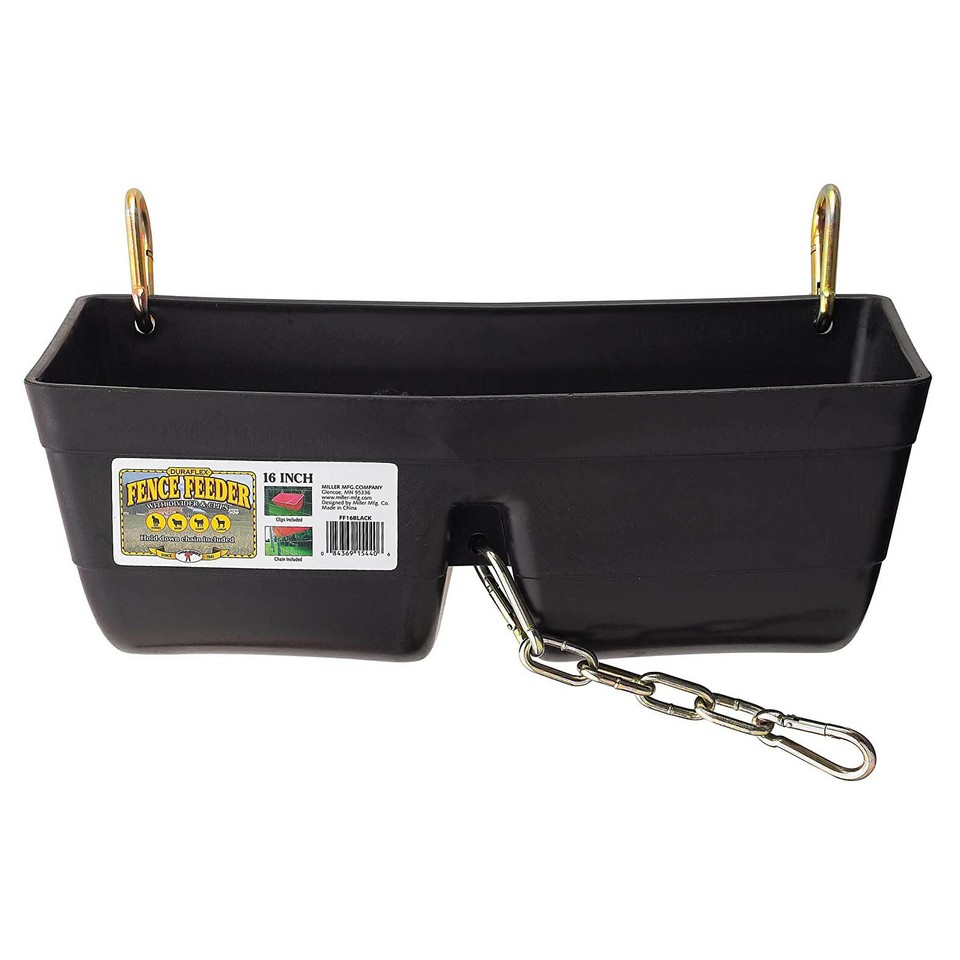 Little Giant 9 Quart Heavy Duty Feed Trough Bucket Fence Feeder, Black ...