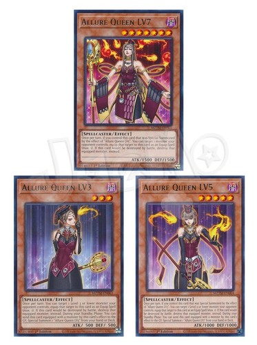 Yugioh - Allure Queen LV3 LV5 LV7 Set - 1st Edition Rare NM - Plus Free Holo | eBay