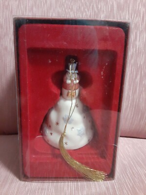 Lenox Christmas Holiday Ornament " Snowman on Hill Bell " Gold Trim ...