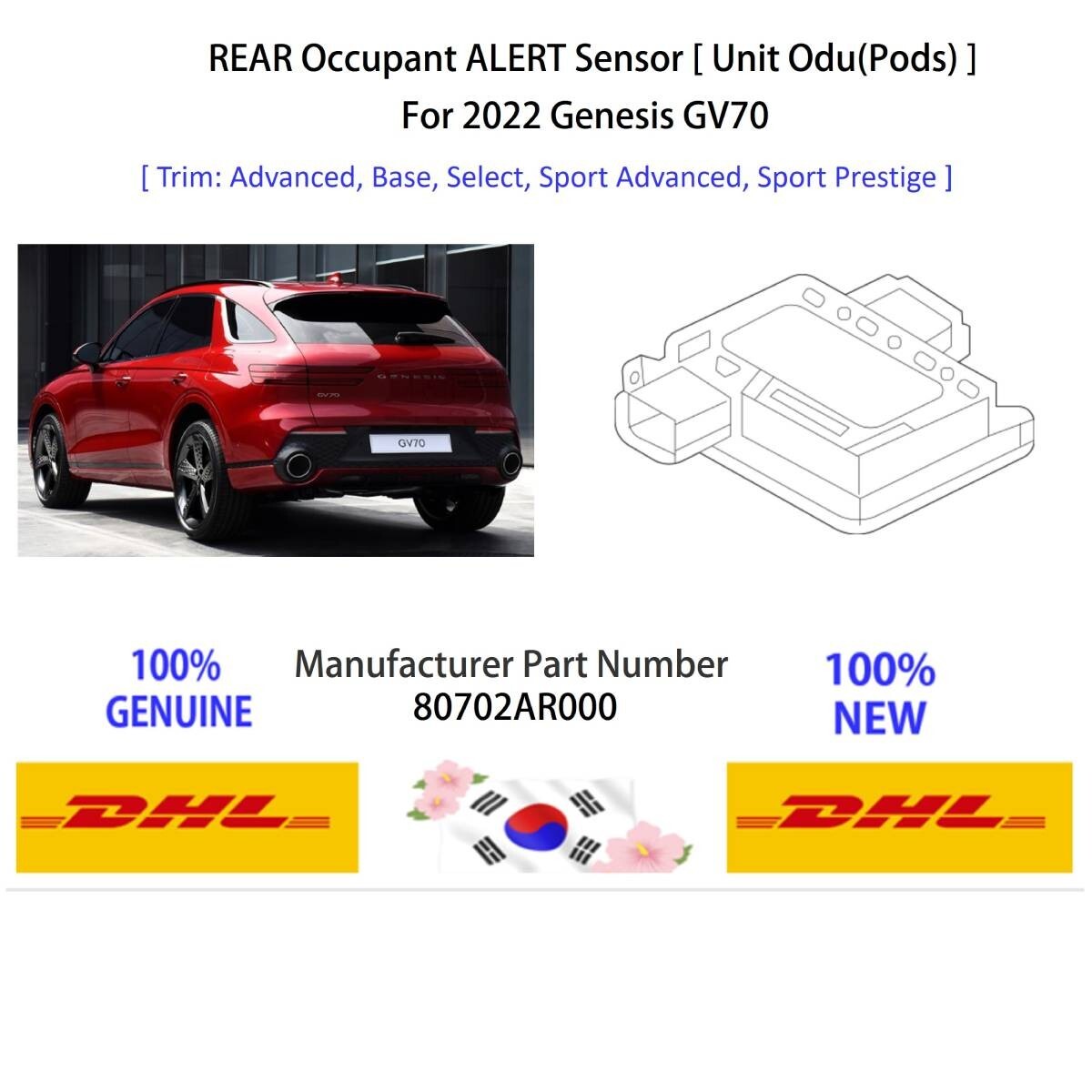 🚀Free DHL 80702AR000 REAR Occupant ALERT Sensor For Genesis GV70 2022 2 ...