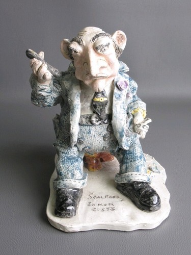 Ceramic Humorous Sculpture Political Figure Maiorana Giuseppe Scalfaro ...