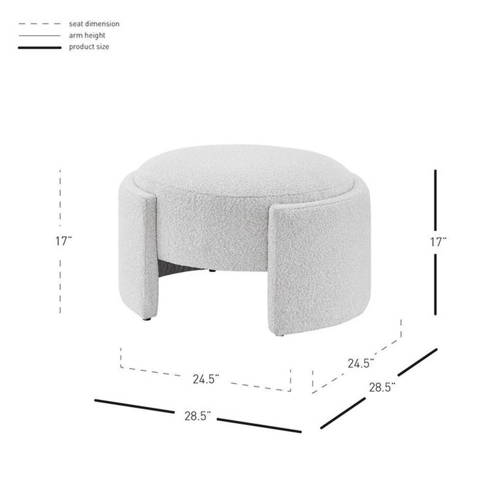 New Pacific Direct Felicia Round Fabric Ottoman in Boucle Beige | eBay
