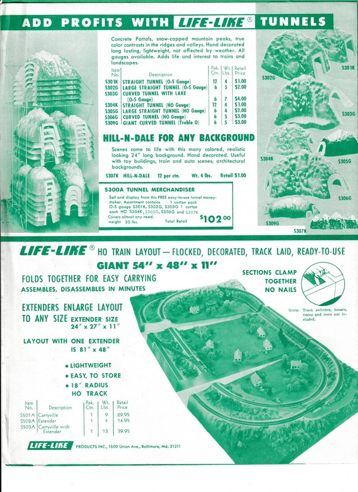 Life-Like Trains & Landscaping / Decorating materials 1967-1968 4 pgs ...