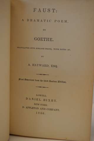 Faust Dramatic Poem by Goethe A. Hayward 1st Printing HC | eBay