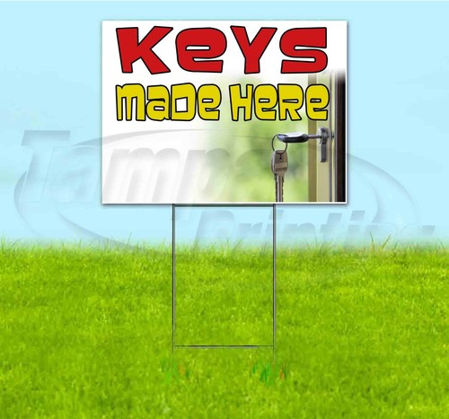 KEYS MADE HERE 18x24 Yard Sign WITH STAKE Corrugated Bandit USA ...