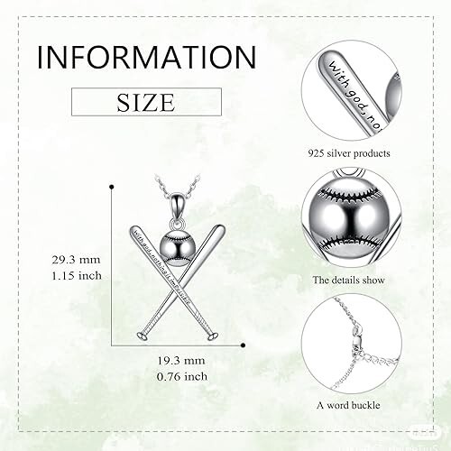 925 Sterling Silver Baseball Pendant Necklace Jewelry Gift for Men | eBay
