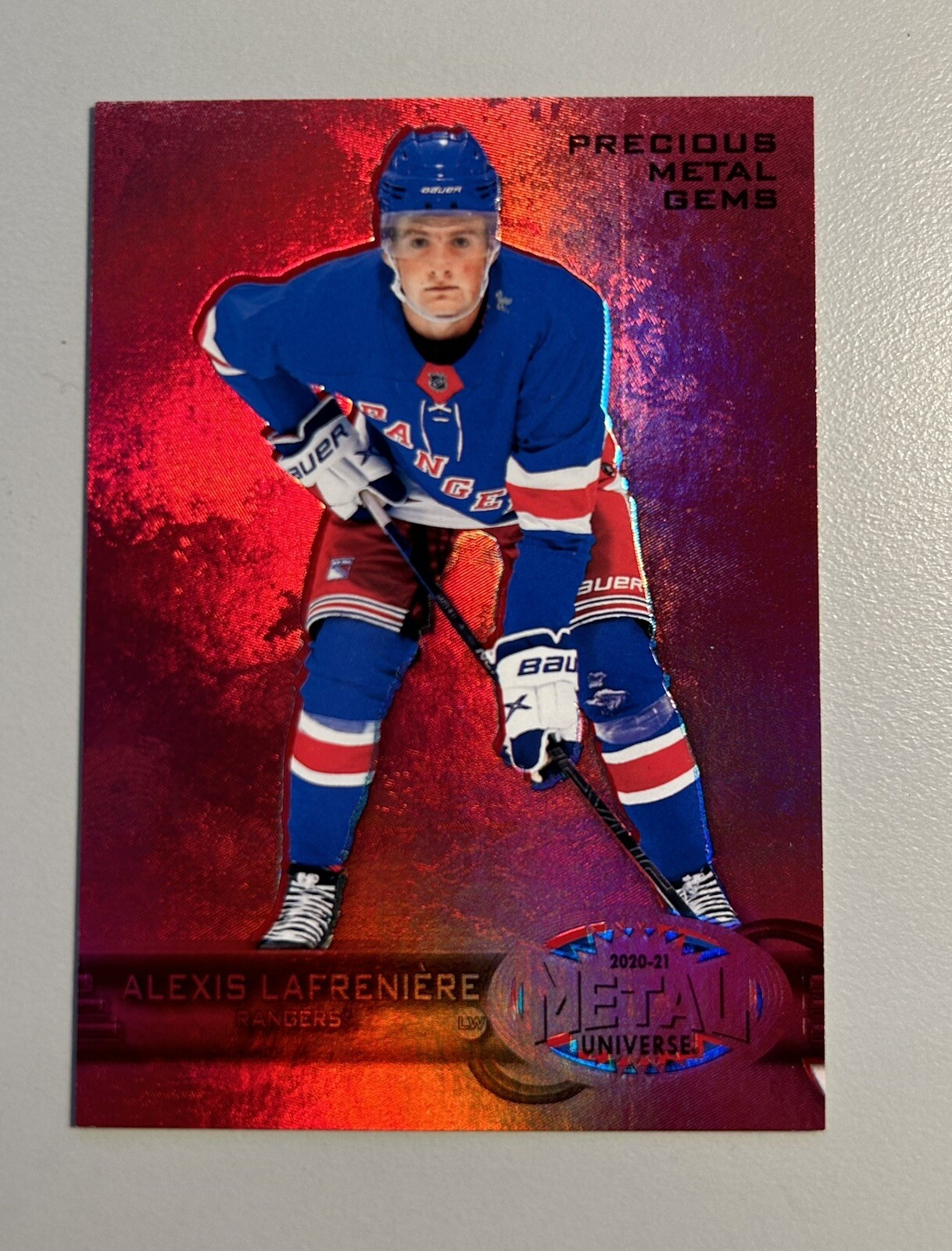 2020-21 Skybox Metal Universe Alexis Lafreniere Precious Metal Gems Red ...