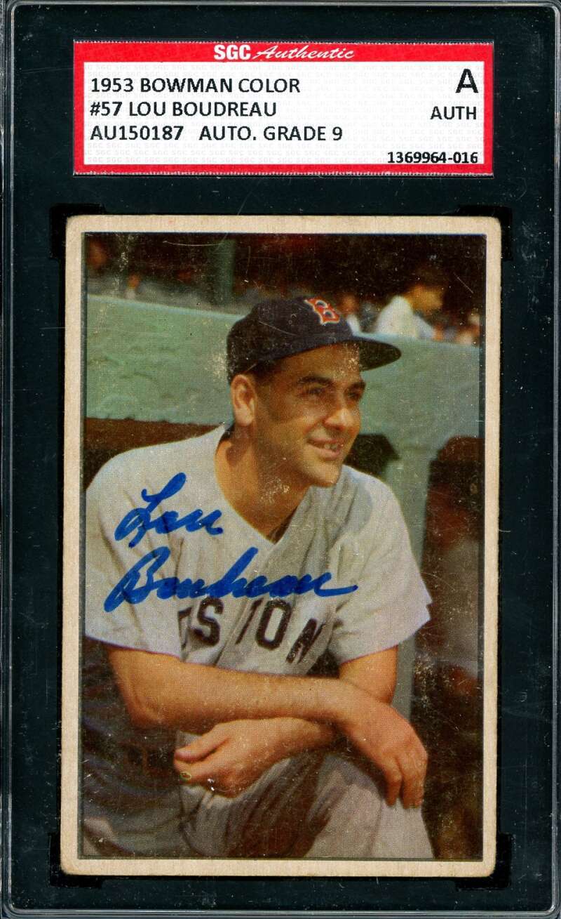 Lou Boudreau SGC Mint 9 Coa Signed 1953 Bowman Color Autograph | eBay