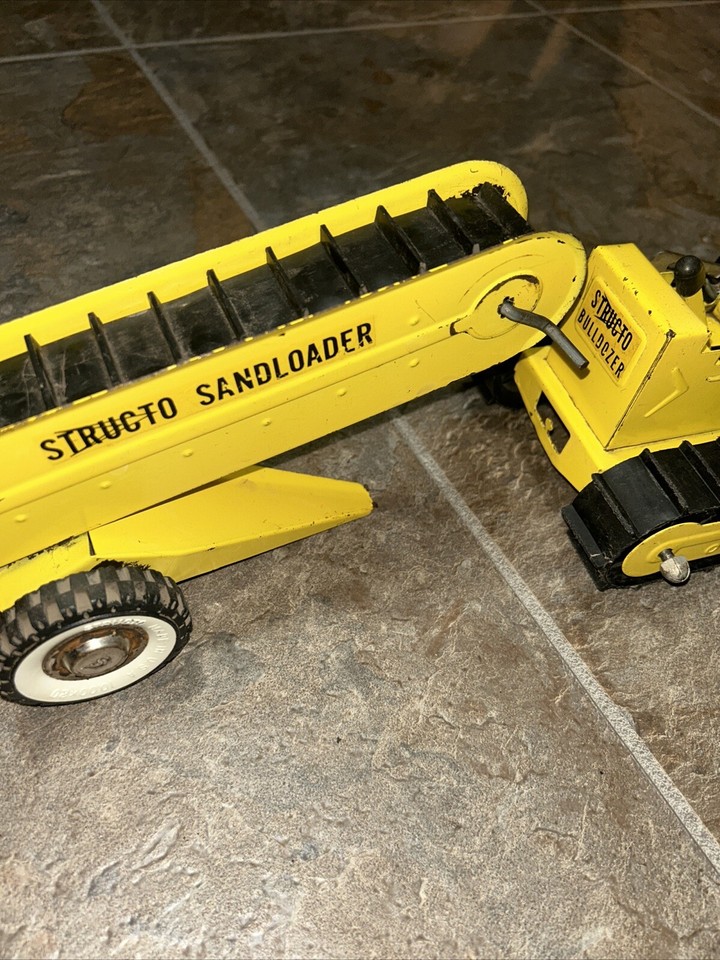 Vintage Structo Yellow Bulldozer And SandLoader Pressed Steel Toy, Made ...