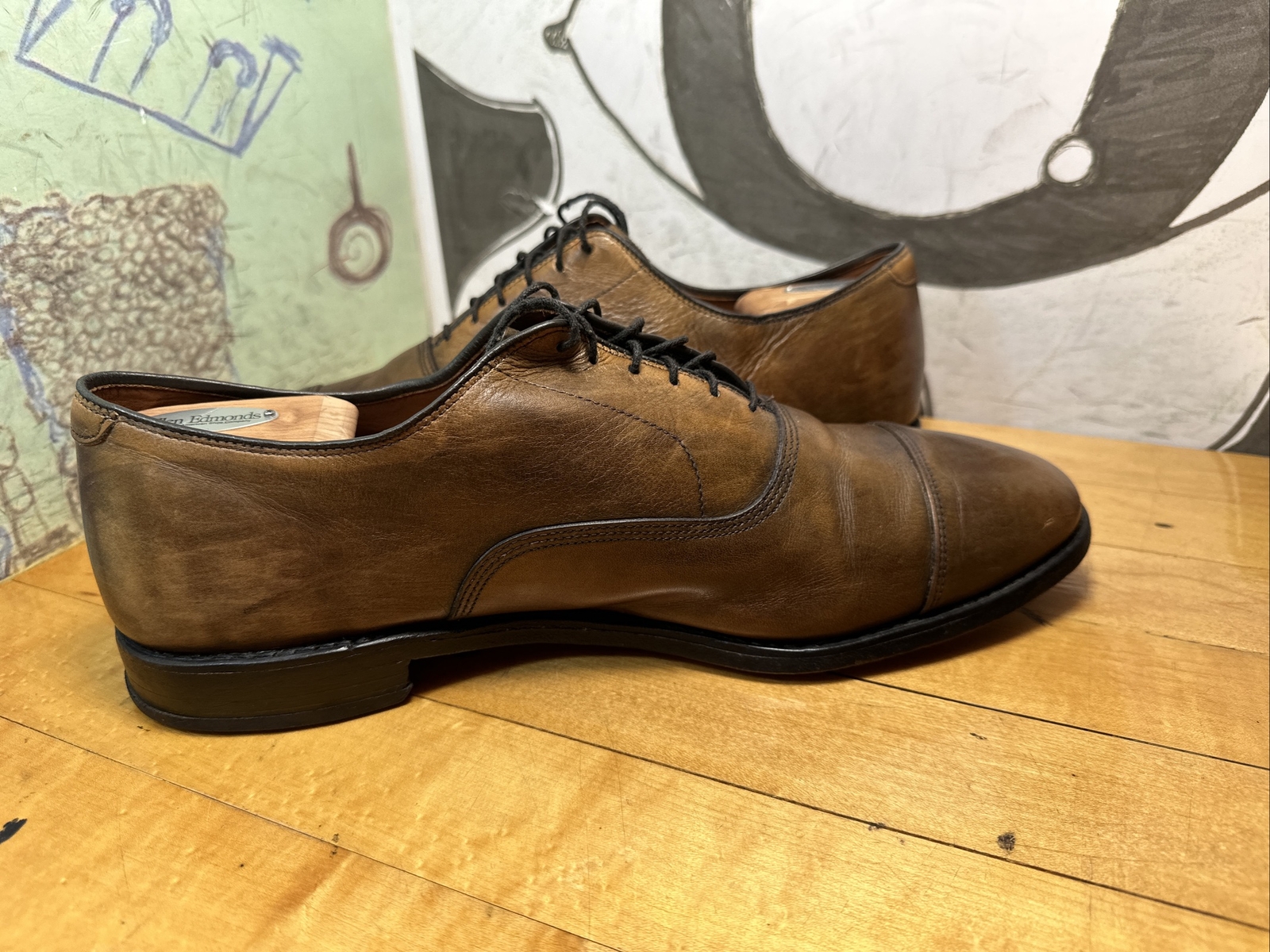 Allen Edmonds "Park Avenue" Brown Leather Cap Toe Oxf… - Gem