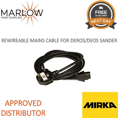 MIRKA REWIREABLE MAINS LEAD - CABLE FOR DEROS / DEOS SANDER UK Plug 4 ...
