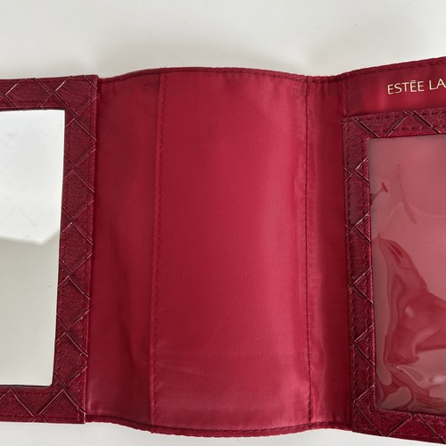 ESTEE LAUDER TRIFOLD WOVEN WALLET WITH MIRROR COLOR RED | eBay