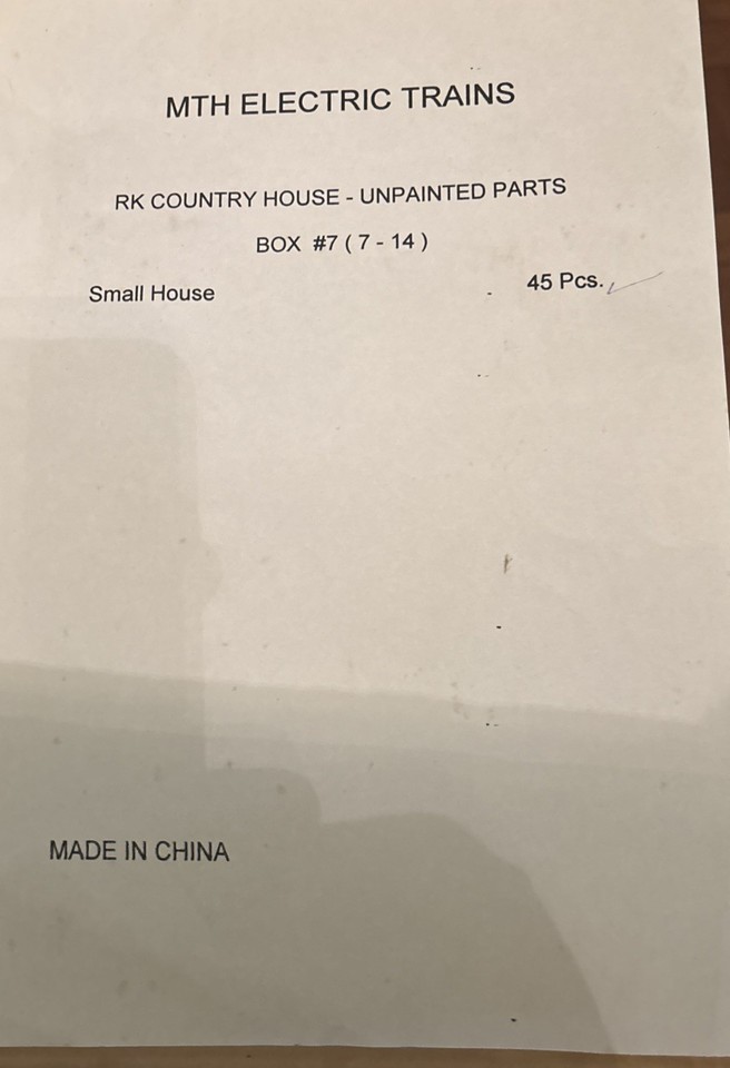 MTH RK Country House Unpainted 45 Pcs From MTH Warehouse With Plactic ...