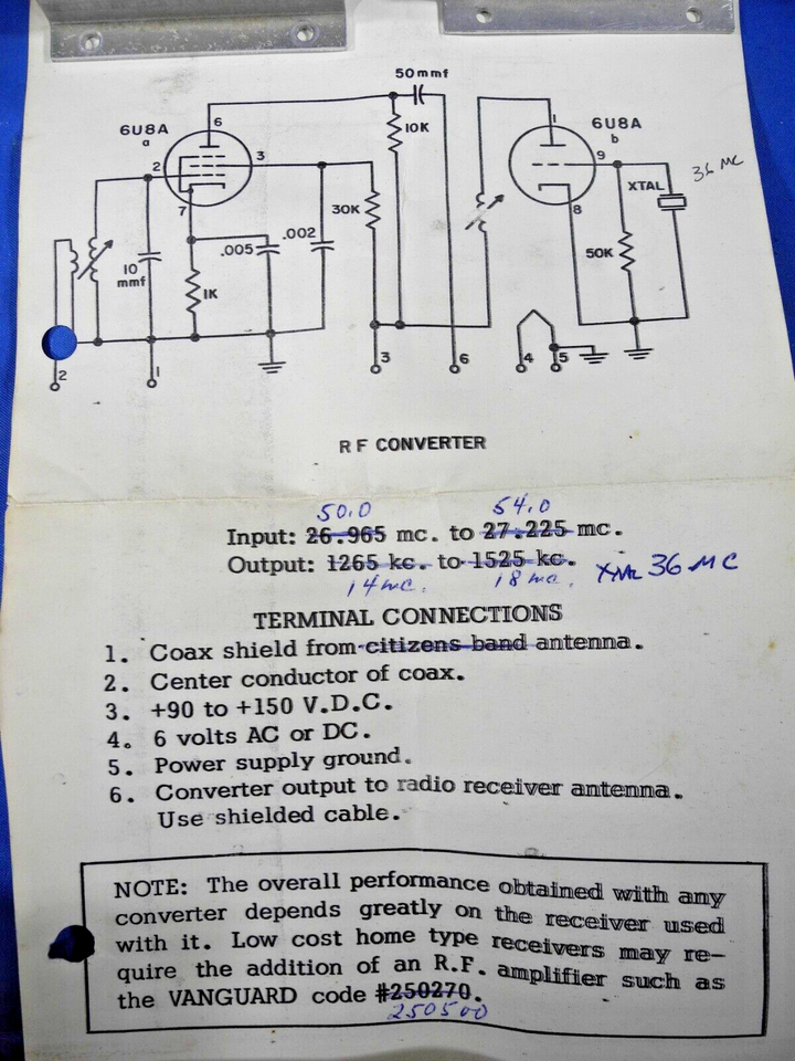 Vintage Vanguard 6 Meter RF Converter & Pre-Amplifier KIT Code No ...