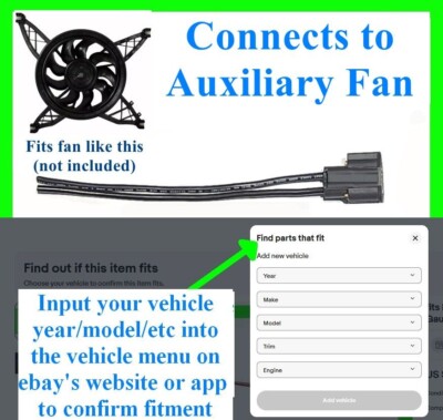 fit F150 F250 F350 Auxiliary Electric Cooling Fan Connector Plug Wiring ...