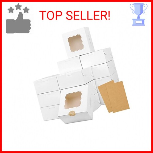 Moretoes 30pcs Bakery Boxes 6x6x3 Inches Cookie Box with Window for ...