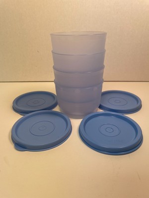 SET OF 4 NEW TUPPERWARE SNACK CUPS, IN LIGHT BLUE WITH BLUE SEALS | eBay