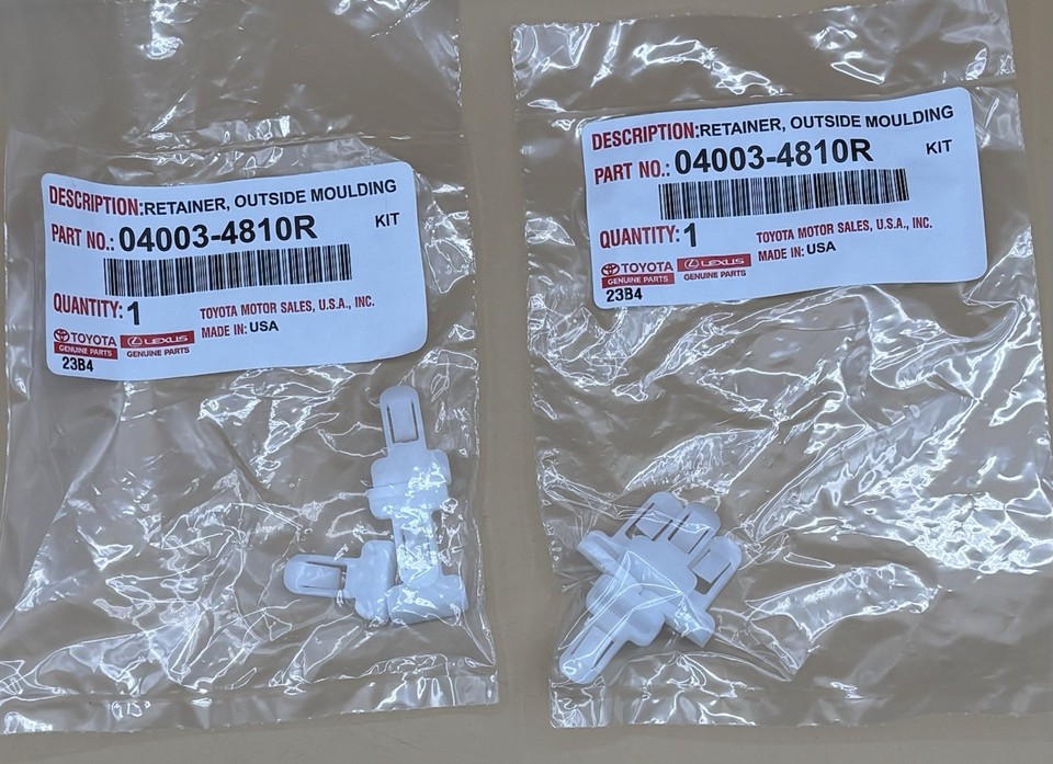 2 Packs of 4 Genuine Toyota OE Retainers, Outside Moulding Toyota 04003 ...