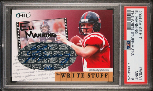 2004 SA-GE HIT ELI MANNING AUTOGRAPH THE WRITE STUFF #ED 23/25 PSA 9 ...
