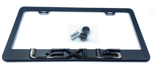SATIN BLACK LEXUS License Plate Frame Stainless Steel with BLACK CHROME ...