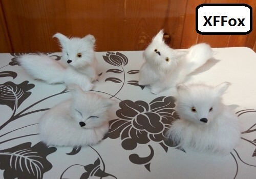 4 pcs a set real life white fox models plastic&furs cute fox dolls ...