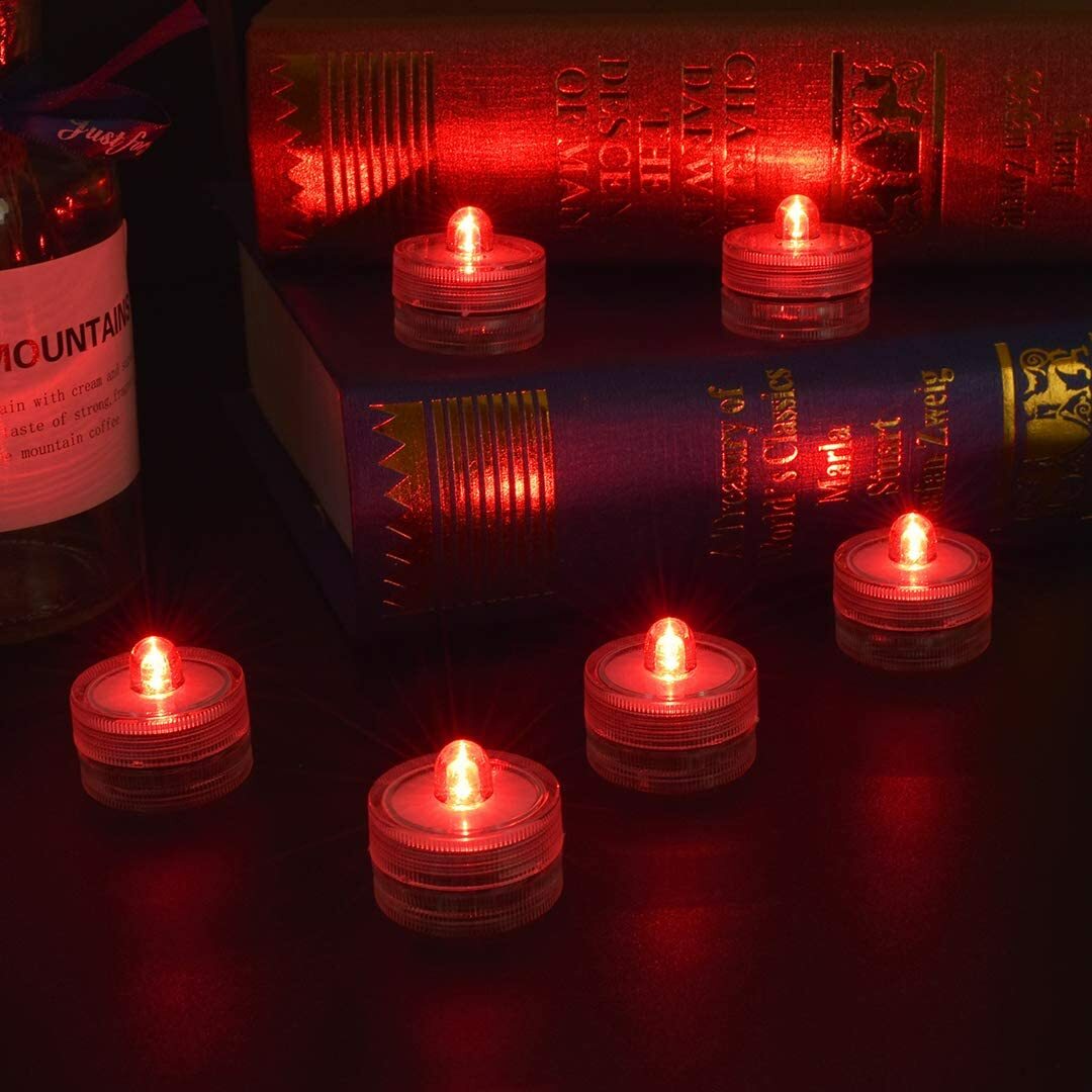 10 RED LED Tea Light candle Submersible waterproor Floralyte Party vase ...