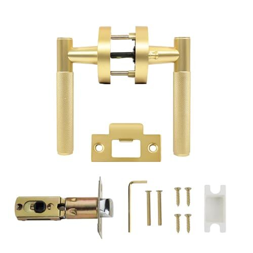 3 Pack Brushed Gold Interior Privacy knurled Door Handles, Heavy Duty Interio... | eBay